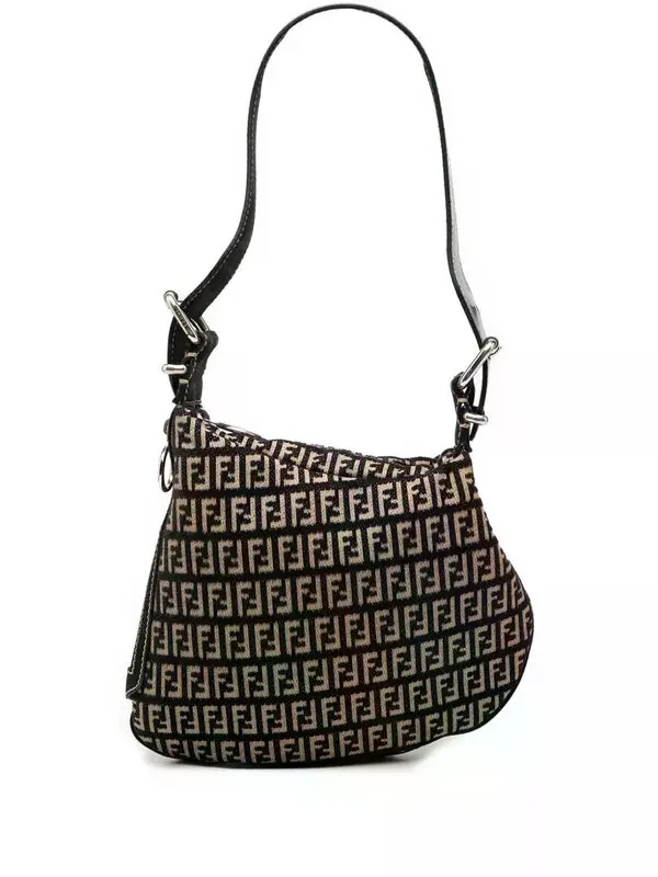 Fendi 2000-2010 Zucchino Canvas Oyster Shoulder Bag - Black