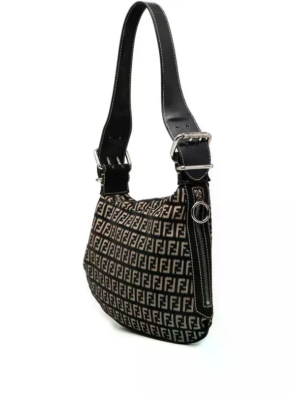 Fendi 2000-2010 Zucchino Canvas Oyster Shoulder Bag - Black