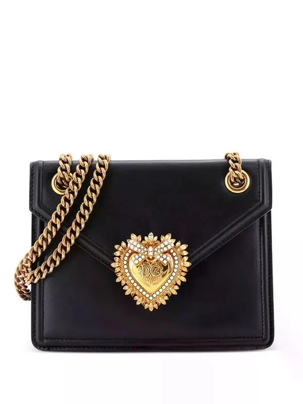 Dolce & Gabbana Devotion Leather Small Crossbody Bag - Black