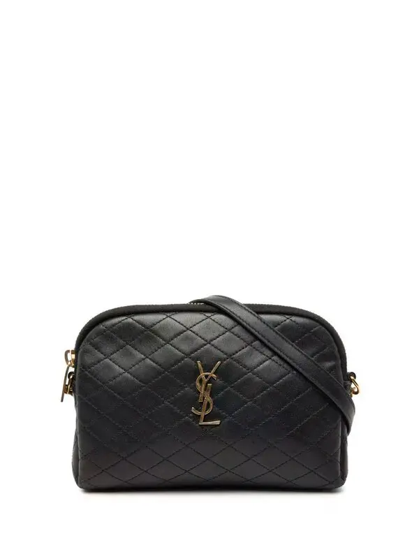 Saint Laurent Mini Quilted Lambskin Gaby Zippered Pouch Crossbody Bag - Black