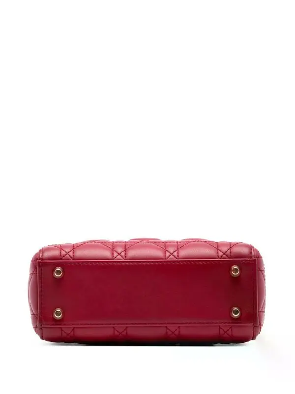 Dior 2020 Mini Lambskin Cannage Lady Satchel - Red