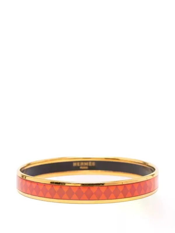 Hermès 20th Century Narrow Enamel Bangle 62 Costume Bracelet - Gold