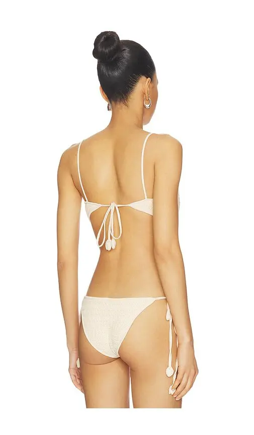 Devon Windsor Adrienne Crochet Bikini Top With Embellished Floral Accents And Tie Back - Vanilla