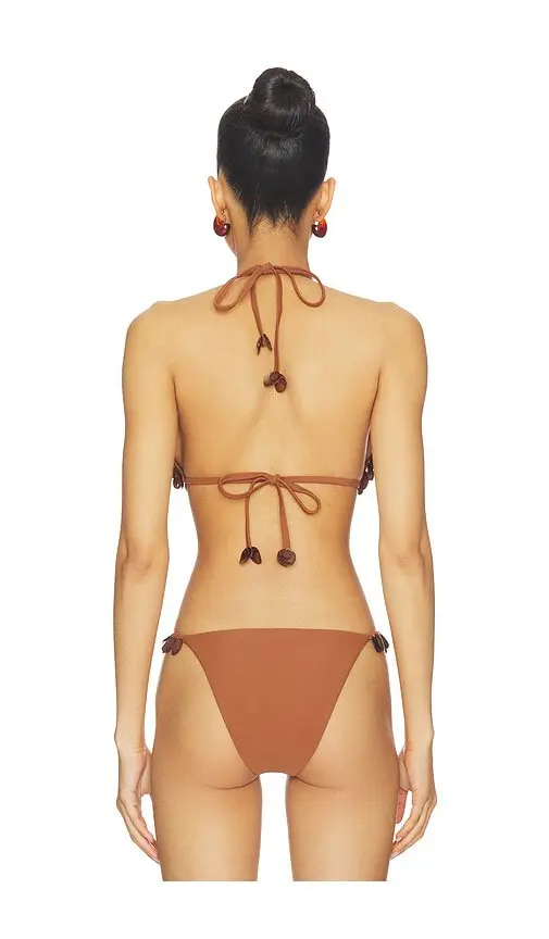 Devon Windsor Cali Embellished Triangle Bikini Top And Bikini Bottom - Bronze Shell