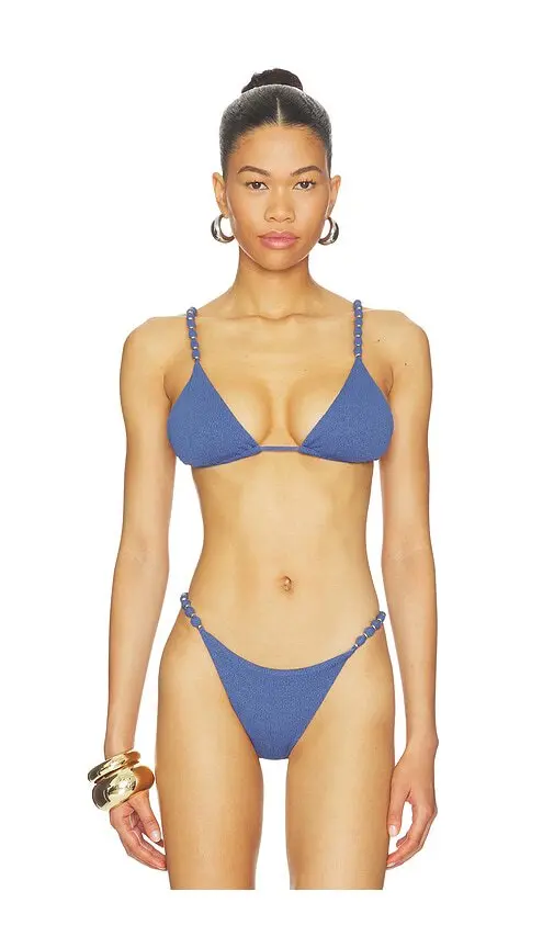VIX PAULA HERMANNY Beads Tri Parallel Bikini Top - Blue