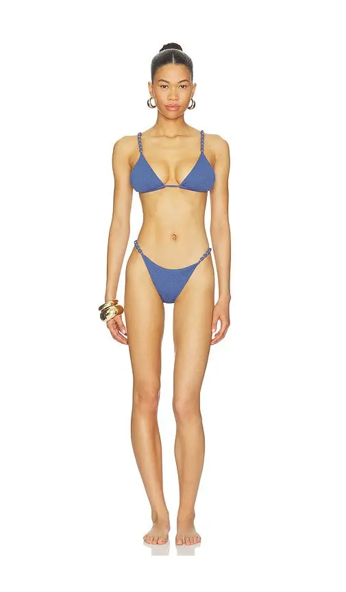 VIX PAULA HERMANNY Beads Tri Parallel Bikini Top - Blue