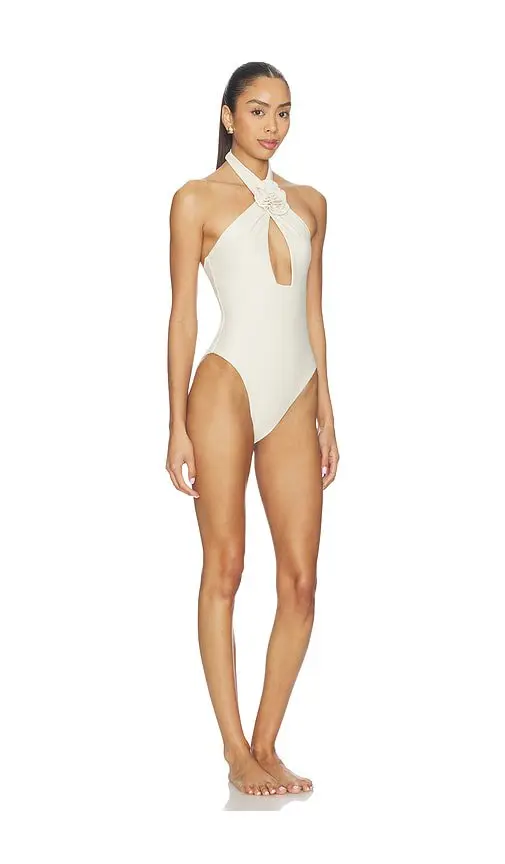 Lpa Marjorie One Piece Halterneck Swimsuit With Keyhole Detail - Cream