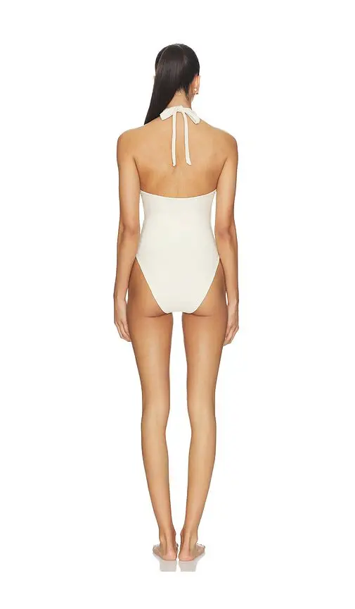 Lpa Marjorie One Piece Halterneck Swimsuit With Keyhole Detail - Cream