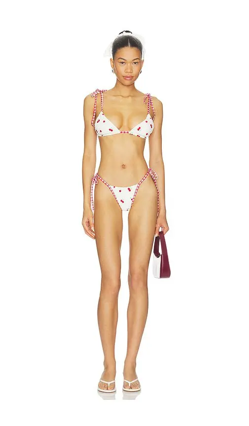 For Love & Lemons Beaded Cherries Bikini Top