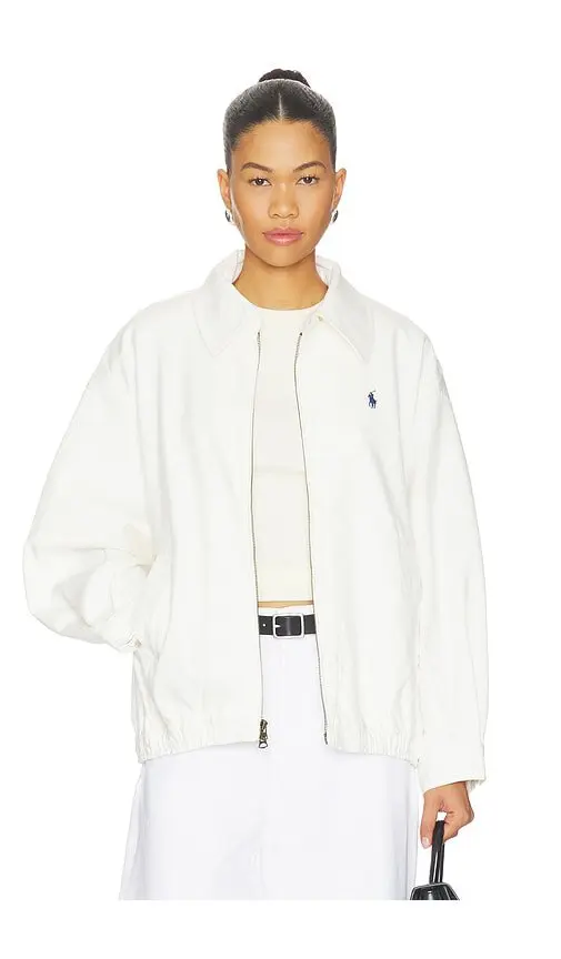 Polo Ralph Lauren Twill Bomber Jacket In Cream - Trophy Cream