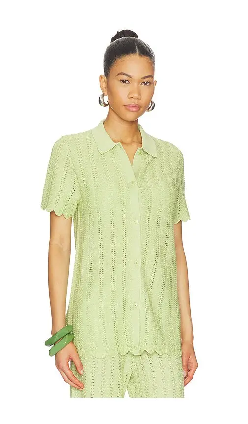 Devon Windsor Irene Metallic Knit Top - Matcha