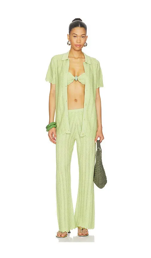 Devon Windsor Irene Metallic Knit Top - Matcha
