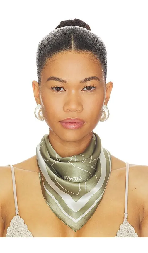 MALBON Clara Scarf In Sage - Cream