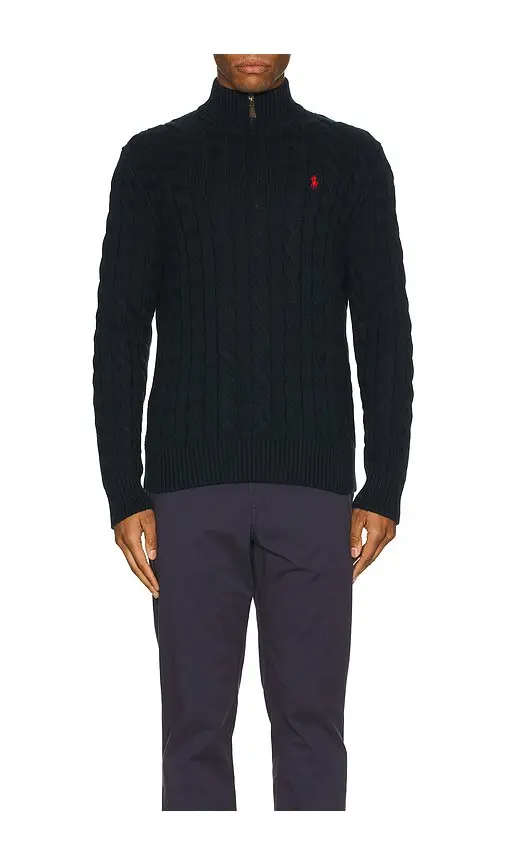 Polo Ralph Lauren Long Sleeve Cotton Cable Knit Quarter Zip Sweater