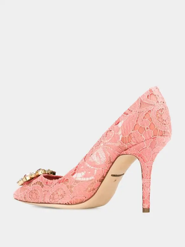Dolce & Gabbana Lace Pumps With Brooch - Pink
