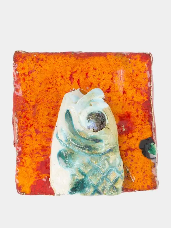 Studio Bongard 3d Sardine Head Tile Sculpture - Orange