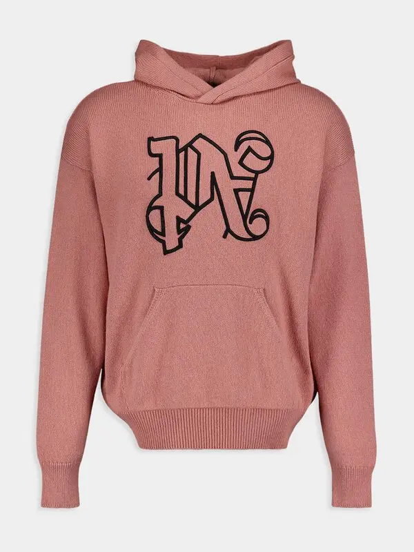 Palm Angels Monogram Knit Hoodie - Pink