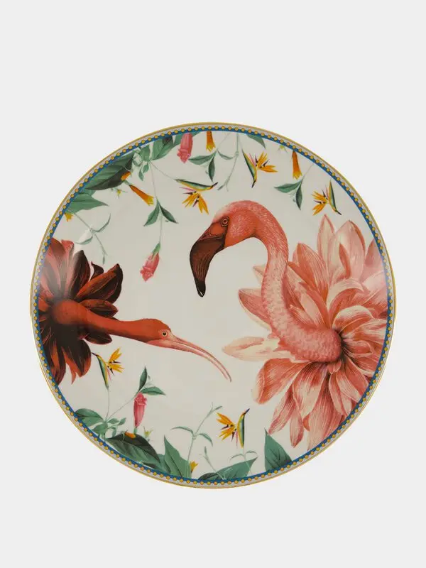 La DoubleJ Birdbloom Decorative Porcelain Plate - Pink
