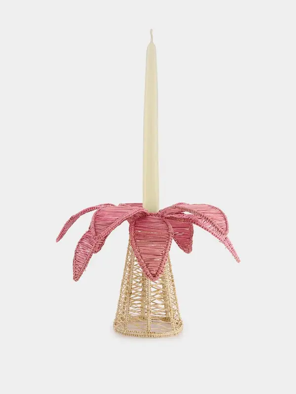 Coro Cora Palm Tree Iraca Small Candle Holder - Pink