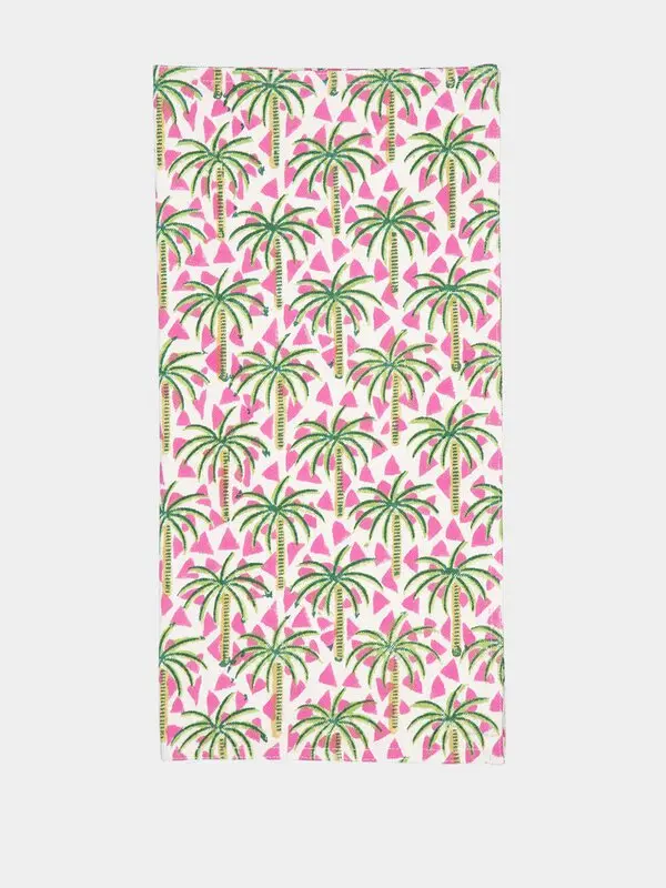LES-OTTOMANS Cotton Napkin With Palm Print - Pink