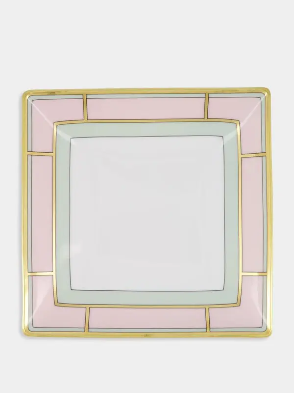 GINORI 1735 Rosa Porcelain Diva Square Tray - Pink