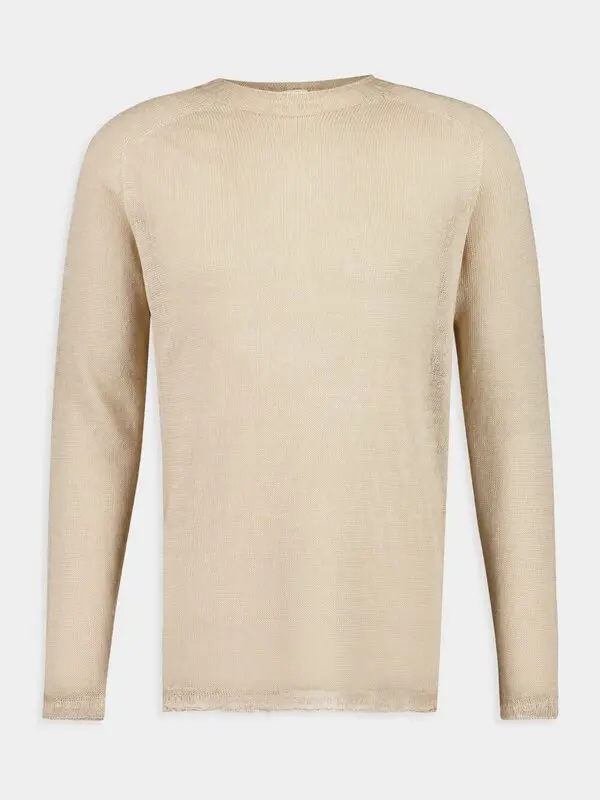 120% Lino Safari Linen Long-sleeve Shirt - Orange