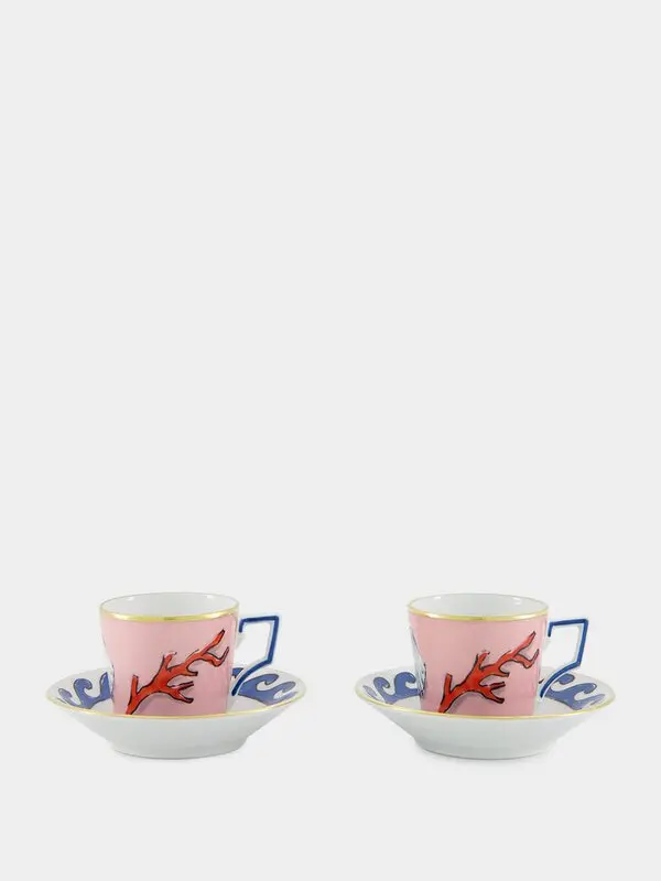 GINORI 1735 Il Viaggio Di Nettuno Coffee Set - Pink