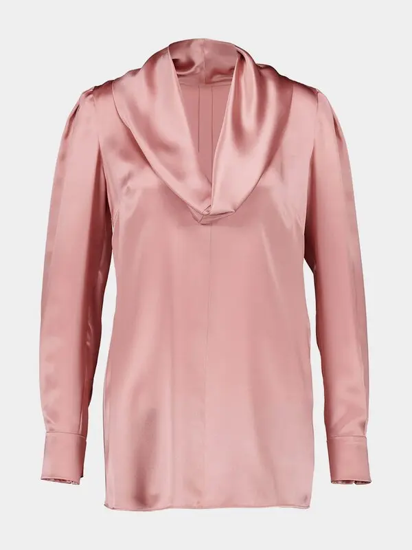 Dolce & Gabbana Silk Satin Blouse With Shawl Neck