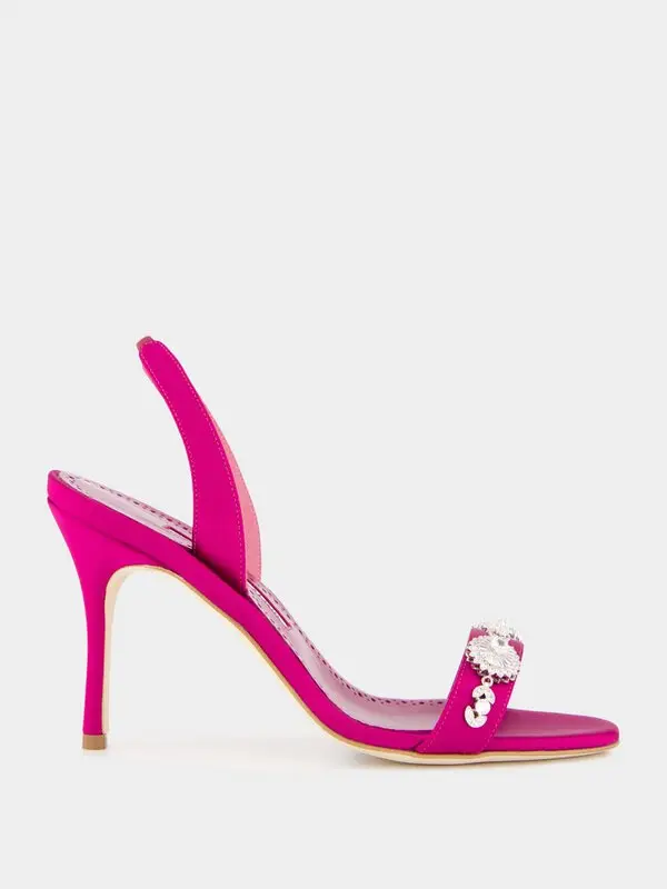 Manolo Blahnik Embellished Slingback Sandals - Pink