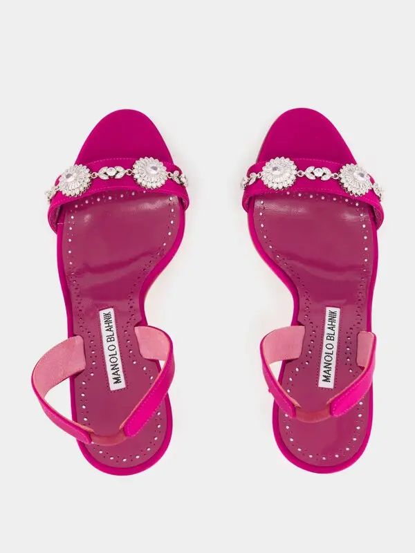 Manolo Blahnik Embellished Slingback Sandals - Pink