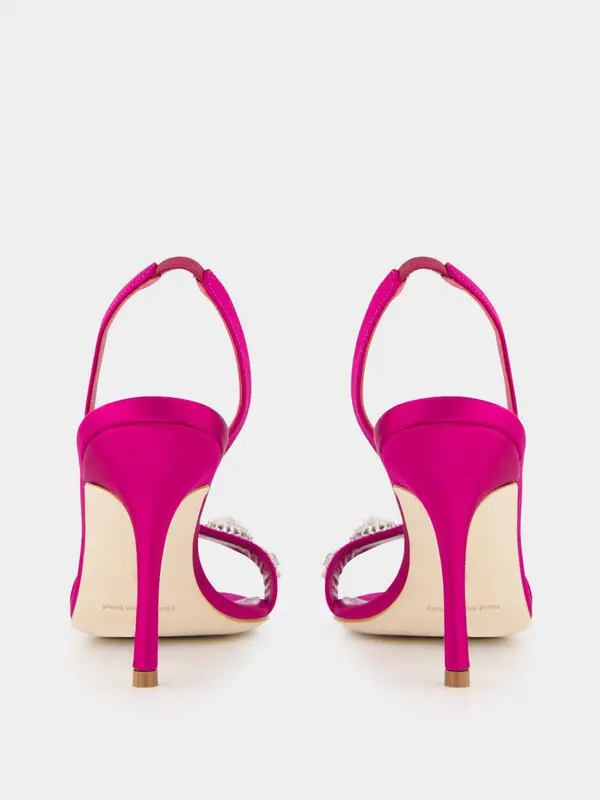 Manolo Blahnik Embellished Slingback Sandals - Pink