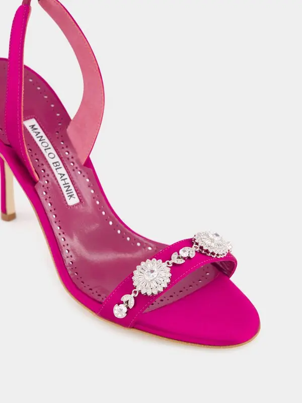 Manolo Blahnik Embellished Slingback Sandals - Pink