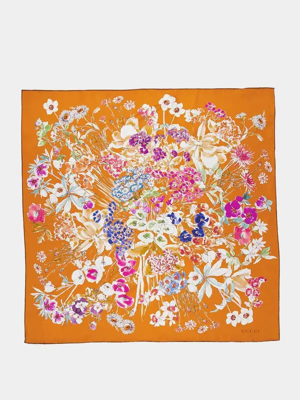 Gucci Printed Silk Twill Carr - Orange