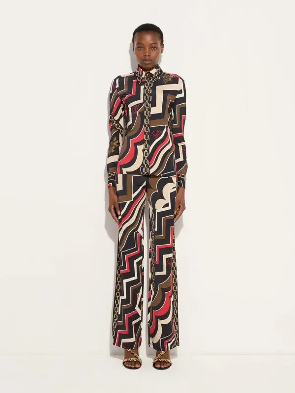 Emilio Pucci Istrice Print Straight-leg Trousers - Pink