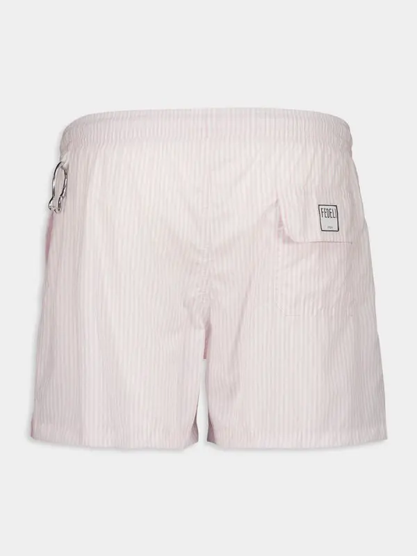 Fedeli Striped Madeira Swim Shorts - Pink