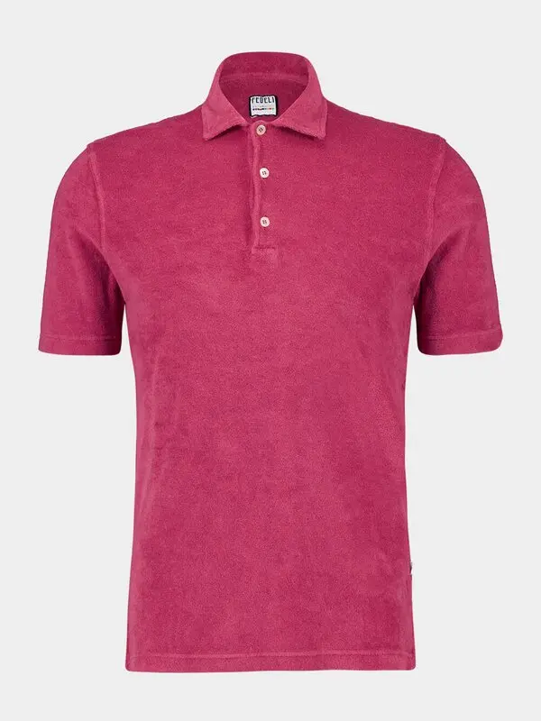 Fedeli Terry Cotton Polo Shirt - Pink