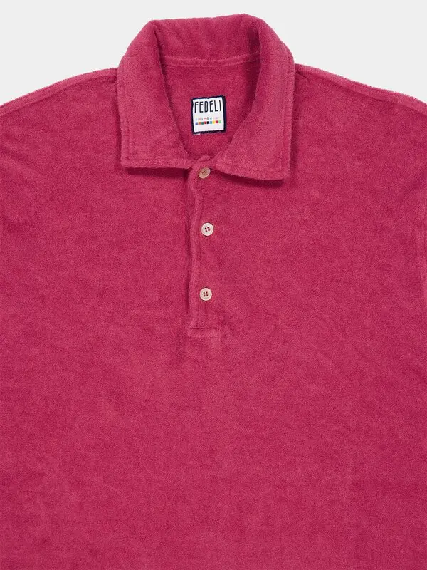 Fedeli Terry Cotton Polo Shirt - Pink