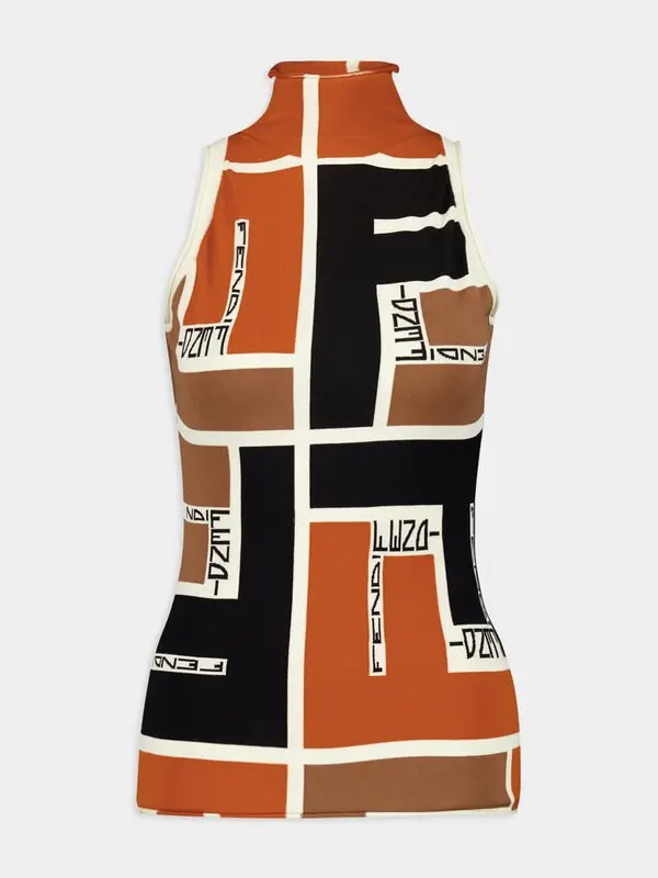 Fendi Ff Puzzle Halter Neck Top - Orange