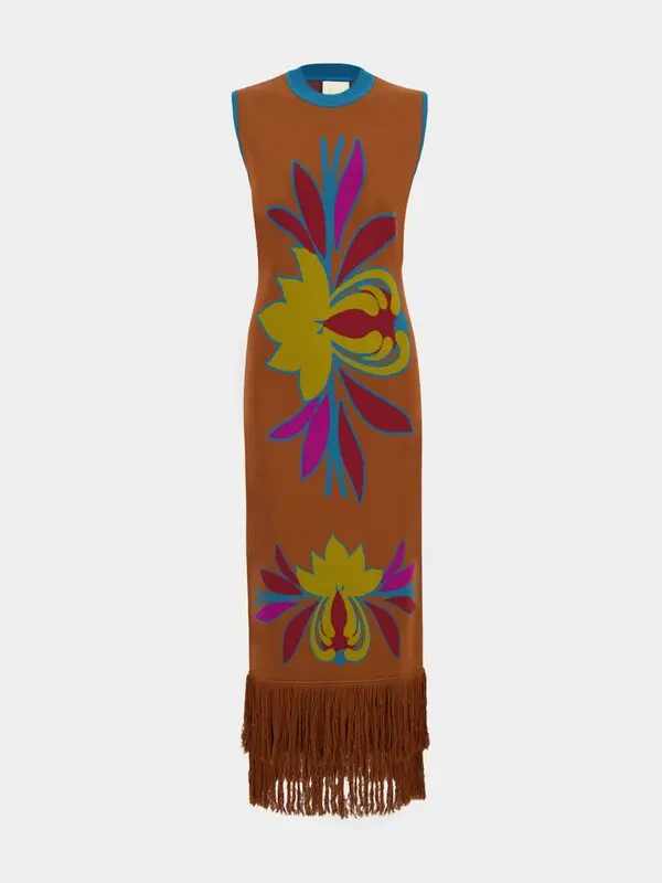 PAULA Vitoria Jacquard Dress With Fringes - Orange