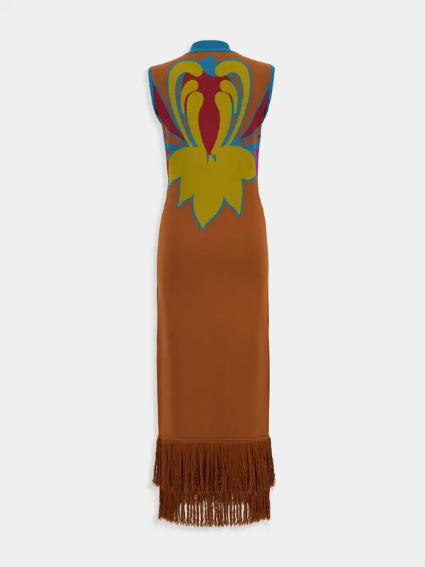 PAULA Vitoria Jacquard Dress With Fringes - Orange