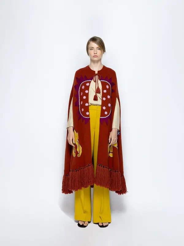 PAULA Hand-embroidered Knitted Cape