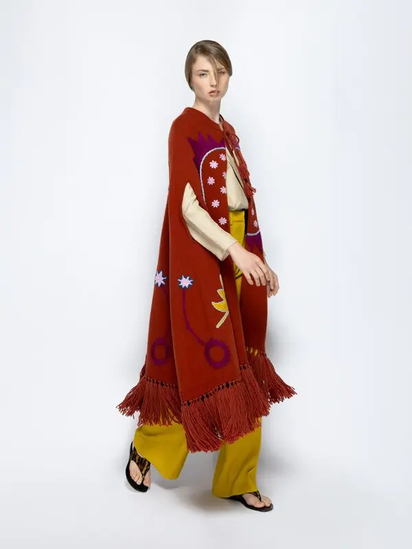 PAULA Hand-embroidered Knitted Cape