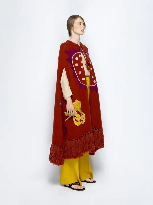 PAULA Hand-embroidered Knitted Cape
