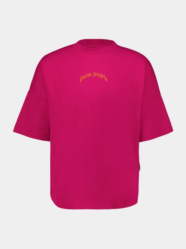 Palm Angels Fuchsia And Orange Back Logo T-shirt