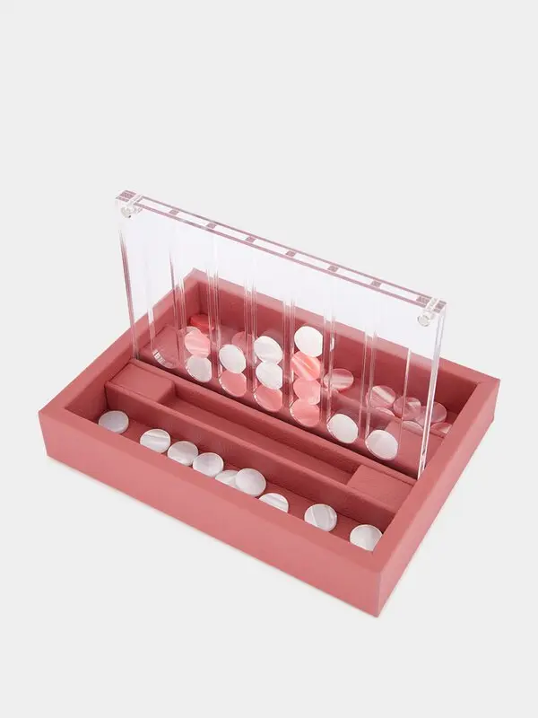 HECTOR SAXE PARIS Bois De Rose Leather Connect 4 Game - Pink