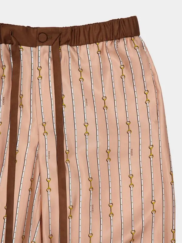 Gucci Wide-leg Horsebit Silk Trousers - Pink