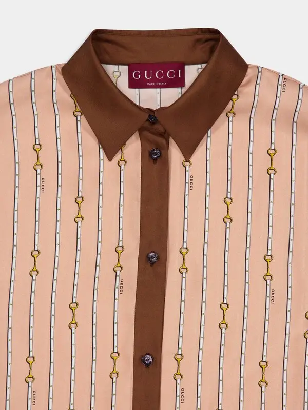 Gucci Horsebit Print Silk Shirt
