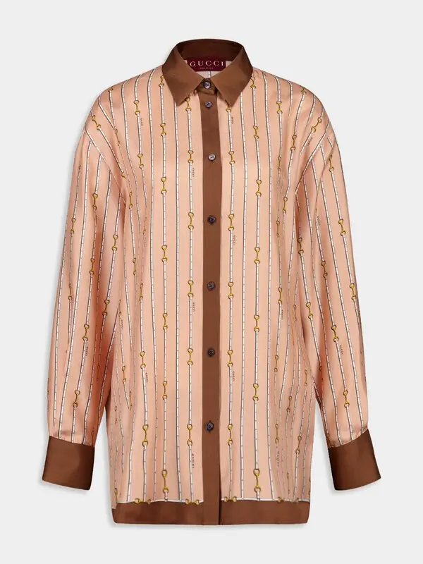 Gucci Horsebit Print Silk Shirt