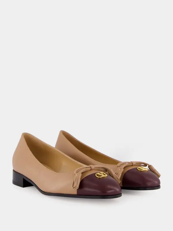 Valentino Garavani Two-tone Ballerina Flats With Vlogo - Pink
