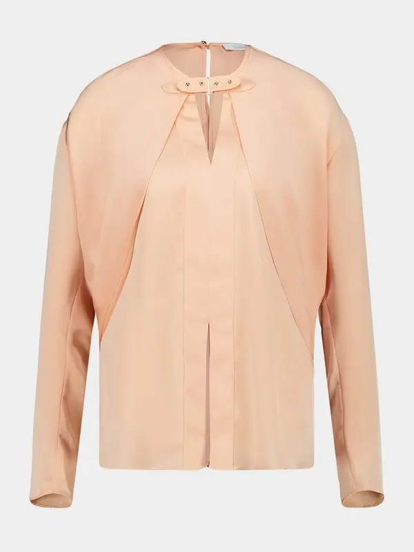 Rabanne Satin Long-sleeve Blouse - Pink